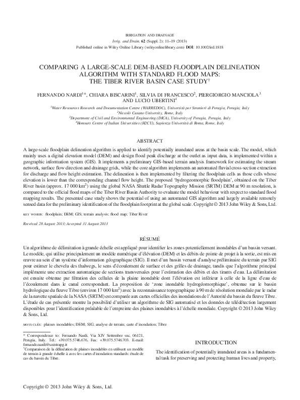 Pdf Comparing A Large Scale Dem Based Floodplain Delineation Algorithm With Standard Flood