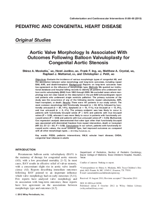 (PDF) Aortic valve morphology is associated with outcomes following ...