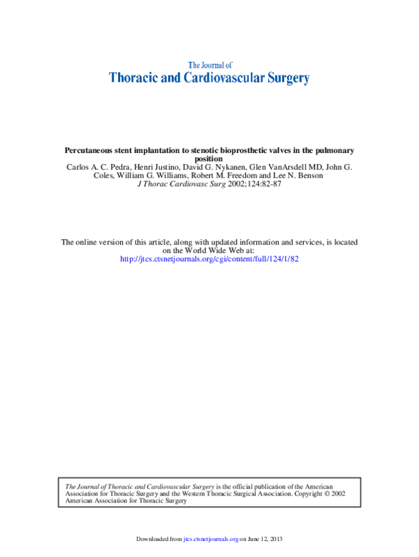 (PDF) Percutaneous stent implantation to stenotic bioprosthetic valves ...