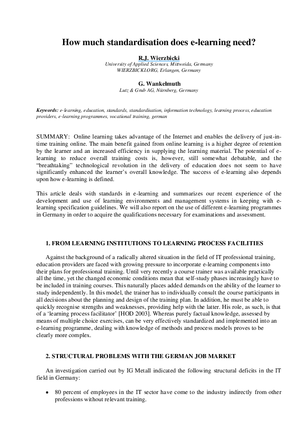 (PDF) How much standardisation does e-learning need?