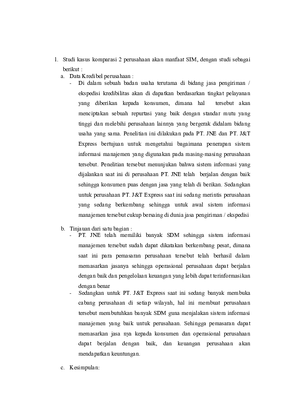 (DOC) Studi kasus komparasi 2 perusahaan akan manfaat SIM