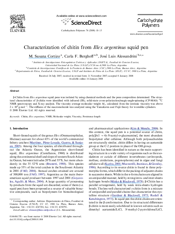 (PDF) Characterization of chitin from Illex argentinus squid pen | Jose ...