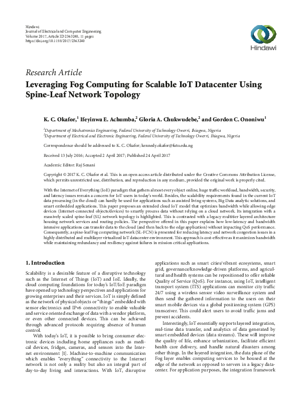 Pdf Leveraging Fog Computing For Scalable Iot Datacenter Using Spine