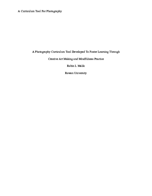 (PDF) A Photography Curriculum Tool Developed To Foster Learning ...