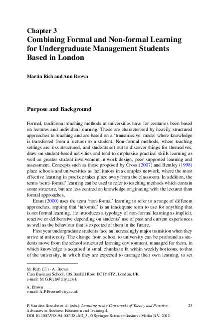 (PDF) Combining Formal and Non-formal Learning for Undergraduate ...
