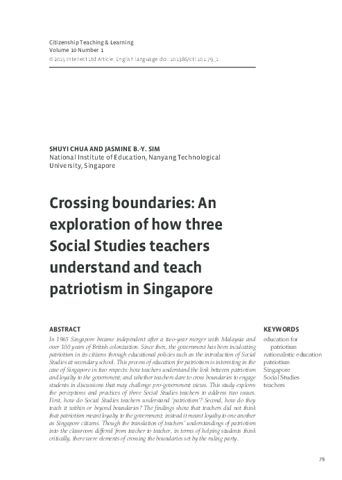 (PDF) Crossing boundaries: An exploration of how three Social Studies teachers understand and ...