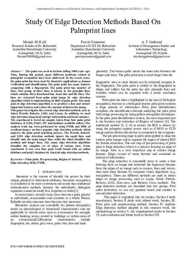 (PDF) Study Of Edge Detection Methods Based On Palmprint lines
