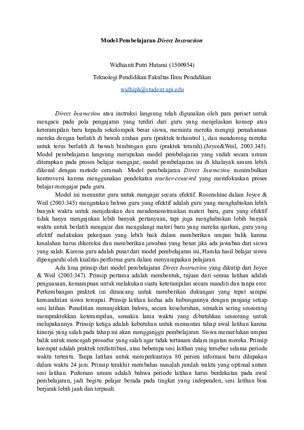 (DOC) Model Pembelajaran Direct Instruction