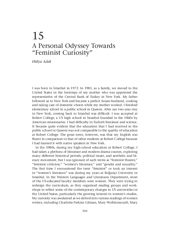 (PDF) A Personal Odyssey towards Feminist Curiosity