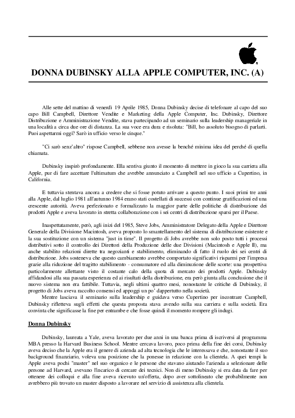 (PDF) DONNA DUBINSKY ALLA APPLE COMPUTER, INC. (A