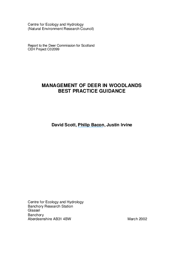 (PDF) Management of Deer in Woodlands Best Practice Guidance