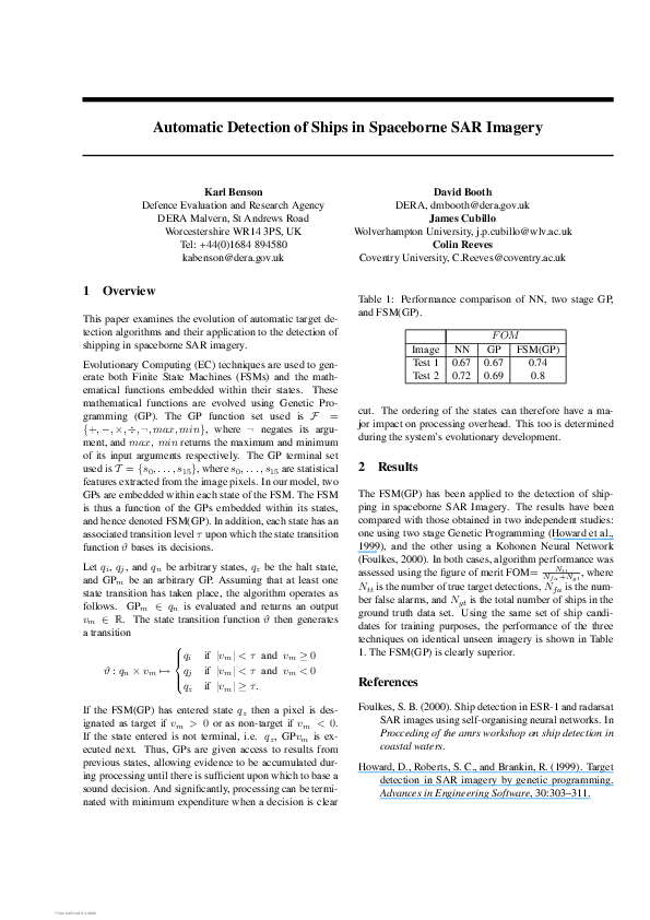 (PDF) Automatic Detection of Ships in Spaceborne {SAR}