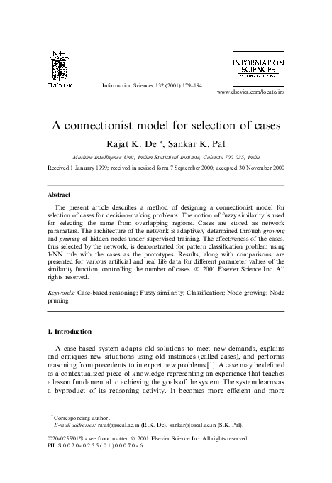 (PDF) A connectionist model for selection of cases