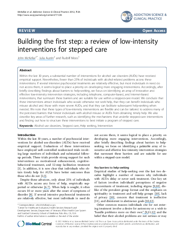 (PDF) Building the first step: a review of low-intensity interventions ...