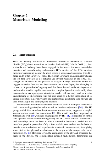 (PDF) Memristor Modeling