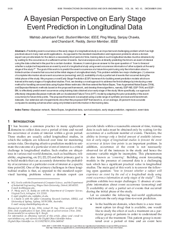 (PDF) A Bayesian Perspective on Early Stage Event Prediction in Longitudinal Data