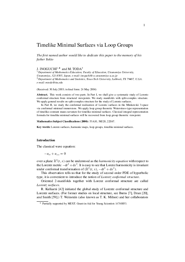 Pdf Timelike Minimal Surfaces Via Loop Groups