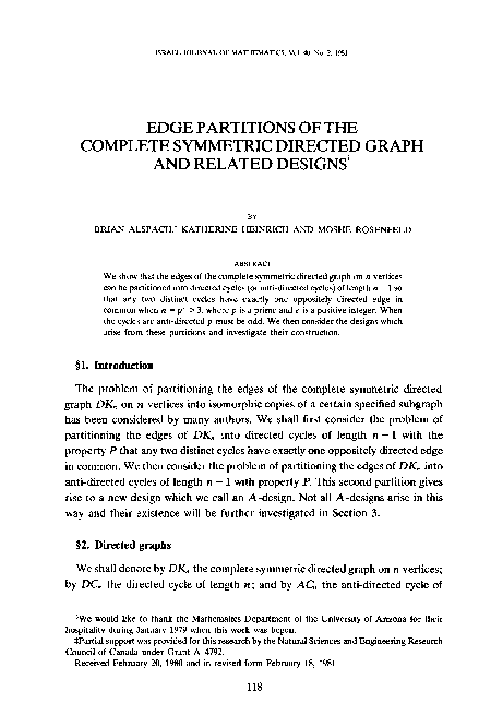 (PDF) Edge partitions of the complete symmetric directed graph and ...