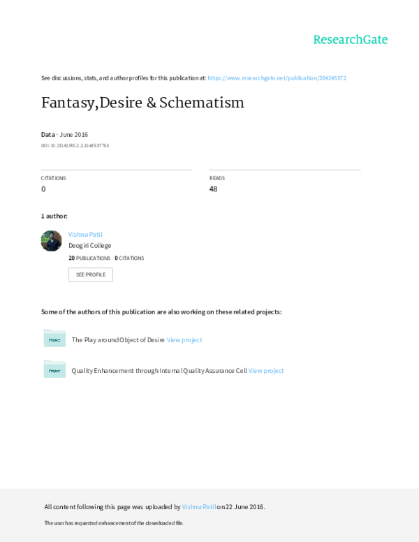 (PDF) Fantasy,Desire & Schematism