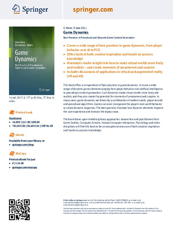 Pdf Game Dynamics Best Practices In Procedural And Dynamic Game Content Generation Mar 2017