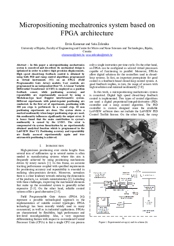 Pdf Micropositioning Mechatronics System Based On Fpga Architecture