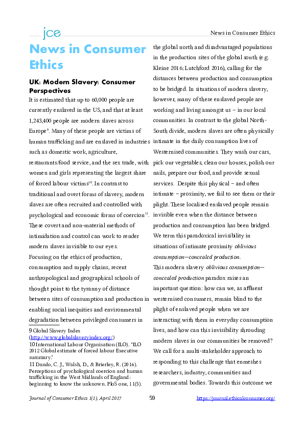 (PDF) News from the World of Consumer Ethics