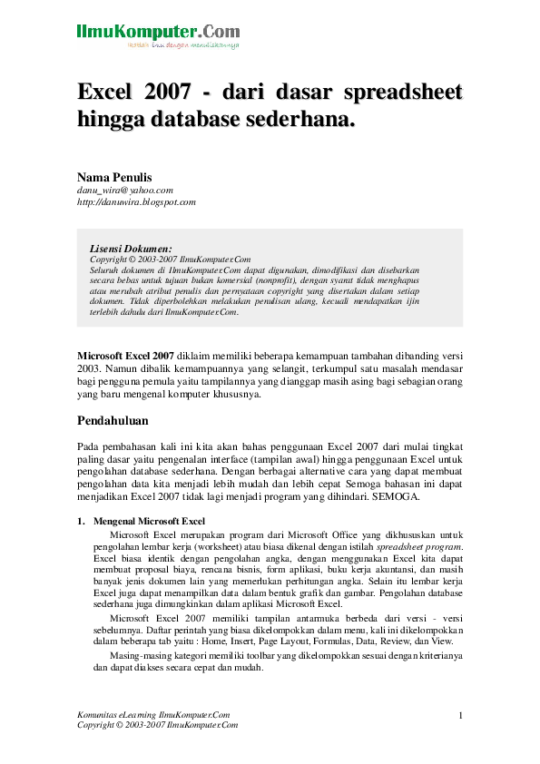 (PDF) Excel07 dasarhinggdatabase
