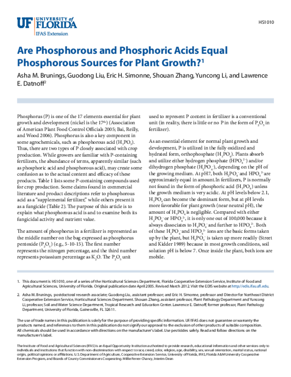 (PDF) Phosphorous Acid and Phosphoric Acid: When all P Sources are not ...