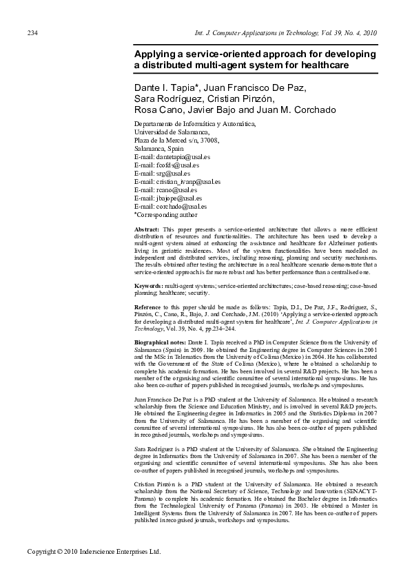 (PDF) Service-Oriented Multi-Agent System for Healthcare