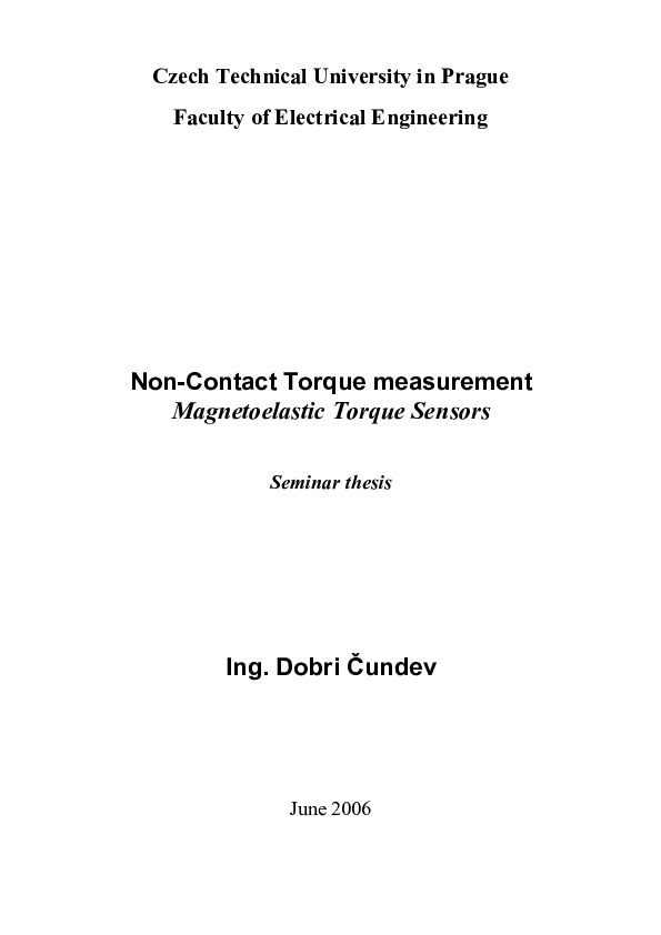 (PDF) Non-Contact Torque measurement Magnetoelastic Torque Sensors ...