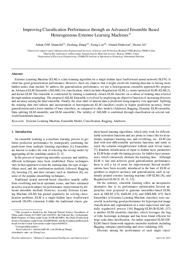 (PDF) Improving Classification Performance through an Advanced Ensemble Based Heterogeneous ...
