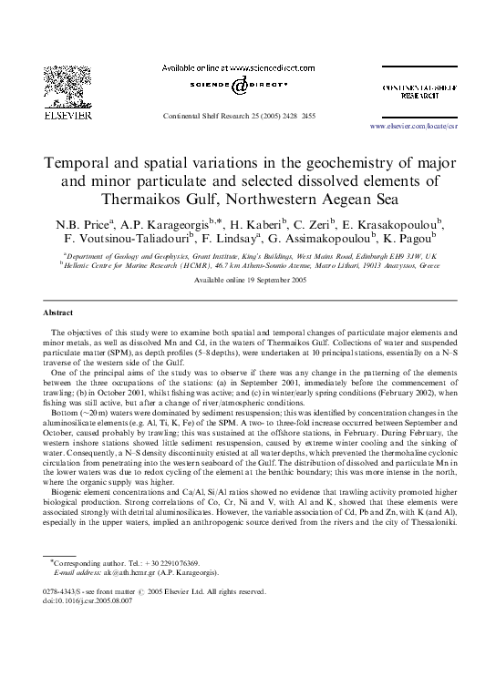 Pdf Temporal And Spatial Variations In The Geochemistry Of Major And