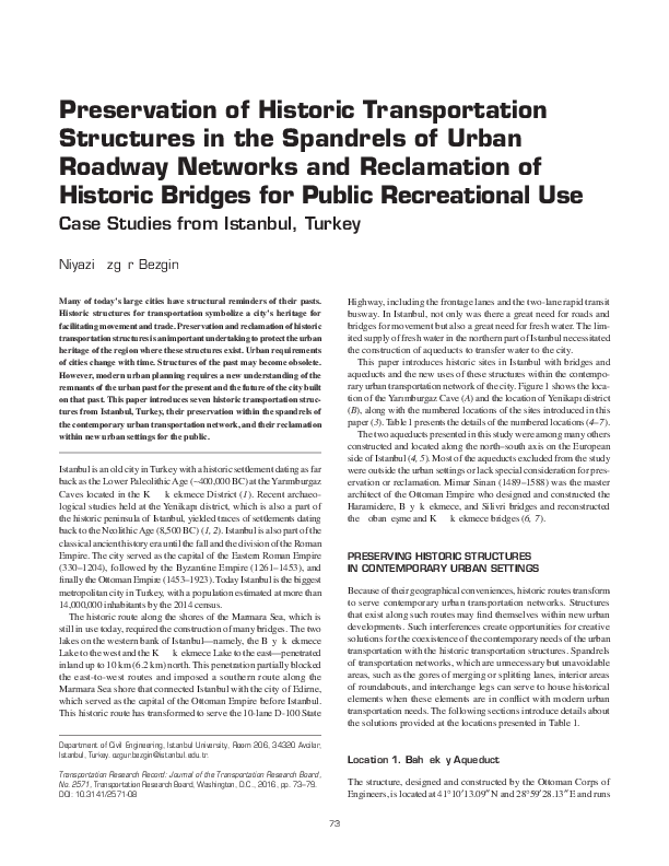 (PDF) Preservation of Historic Transportation Structures in the ...