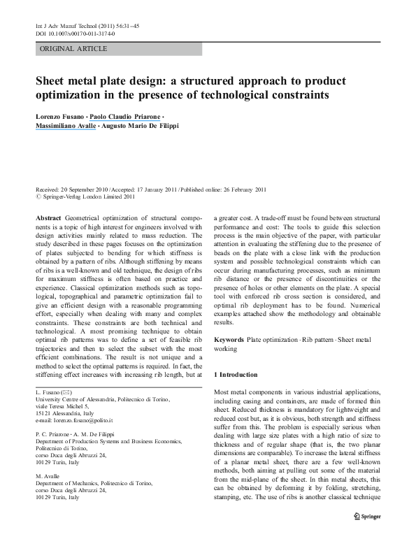 (PDF) Sheet metal plate design: a structured approach to product ...
