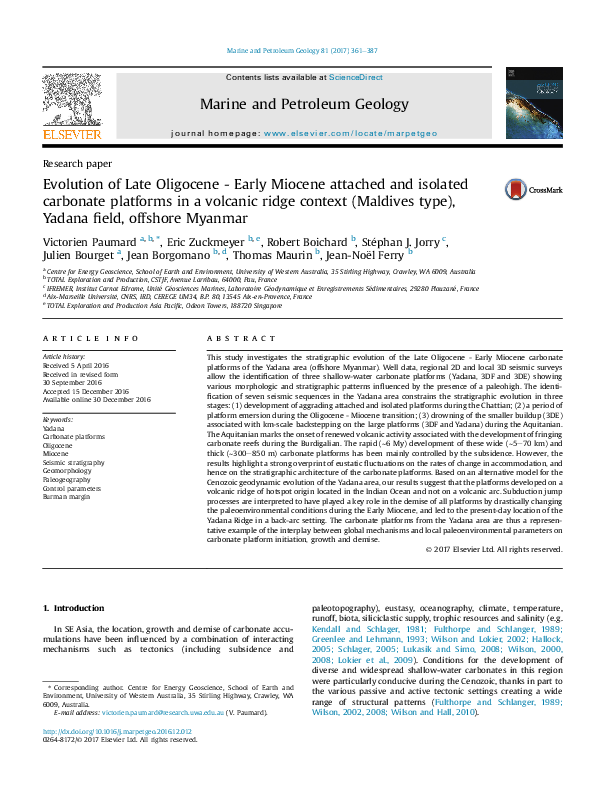Evolution of Late Oligocene - Early Miocene attached and isolated ...