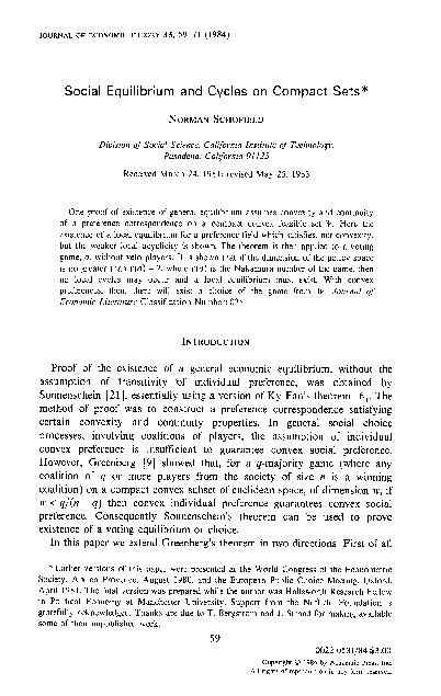 (PDF) Social Equilibrium and Cycles on Compact Sets