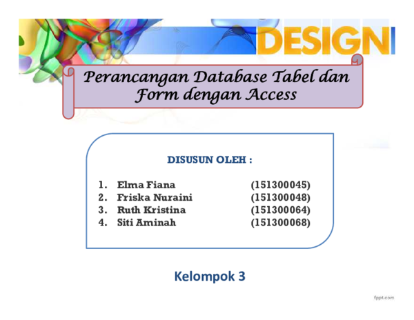 (PDF) Perancangan Database Tabel dan Form dengan Access