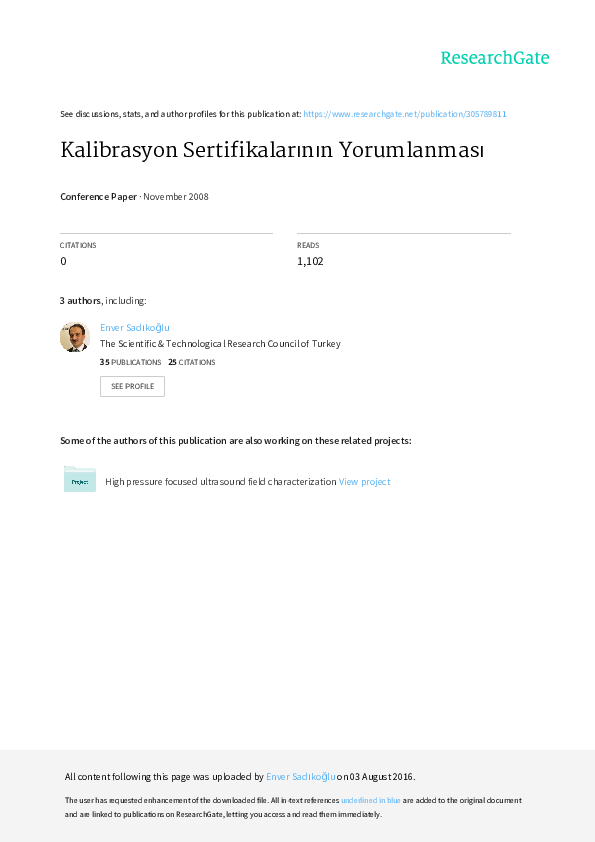 (PDF) Kalibrasyon sertifikalar n n Yorumlanmas (2)
