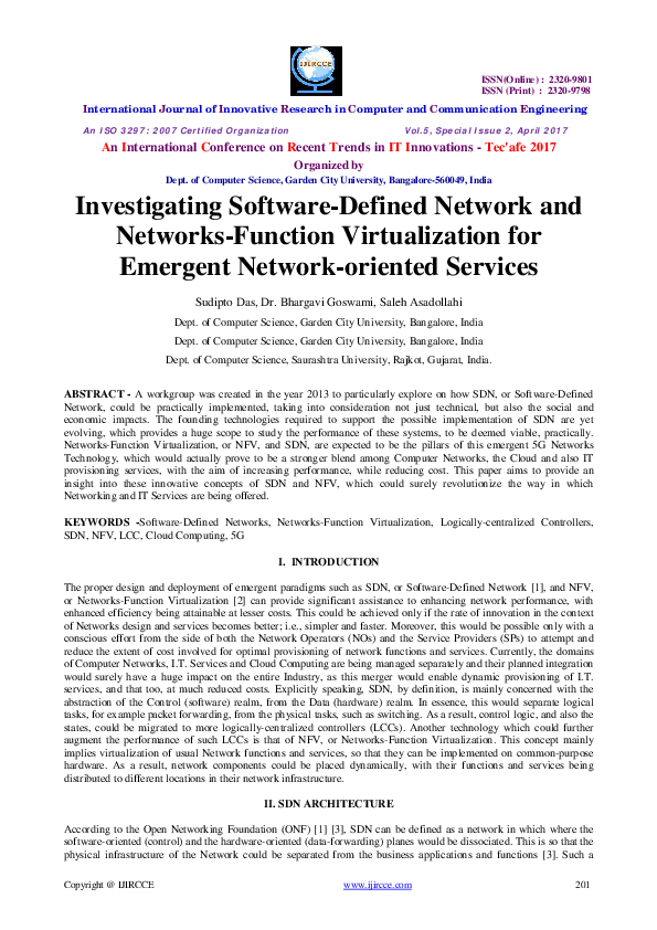 (PDF) Investigating Software-Defined Network and Networks-Function Virtualization for Emergent ...