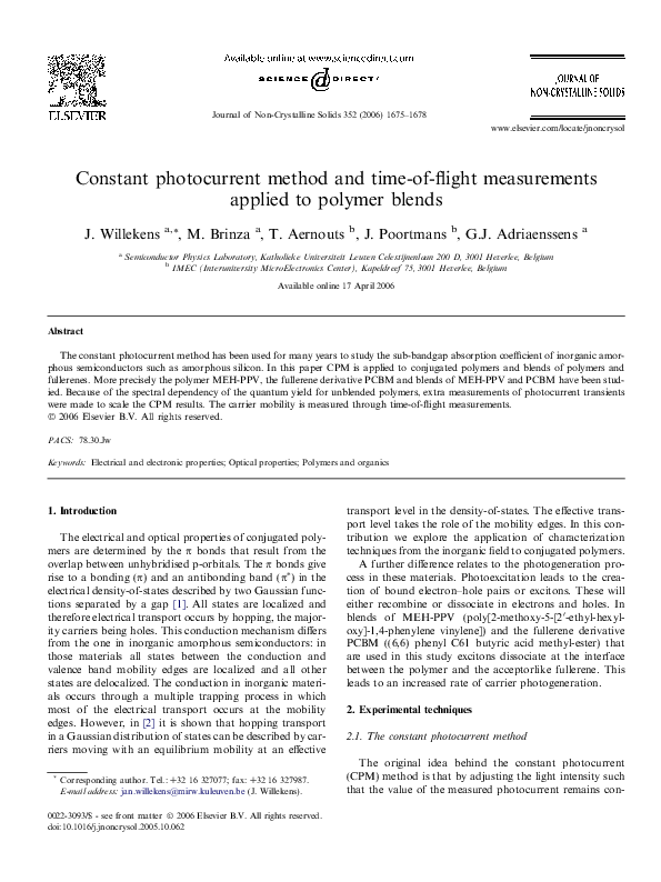 (PDF) Constant photocurrent method and time-of-flight measurements ...