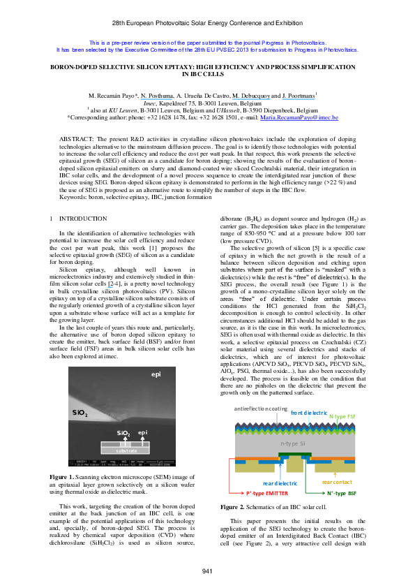 (PDF) Boron-doped selective silicon epitaxy: high efficiency and process simplification in ...