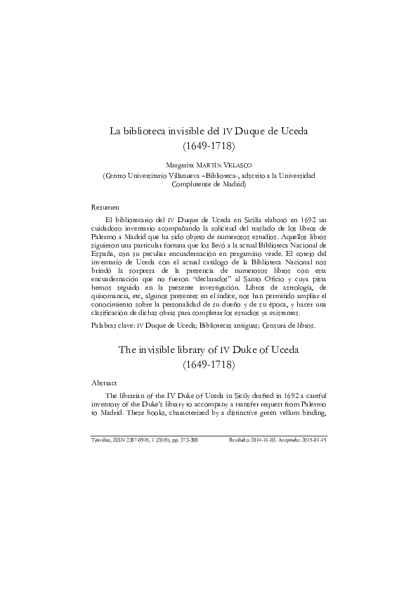 (PDF) La biblioteca invisible del IV Duque de Uceda (1649-1718) The ...