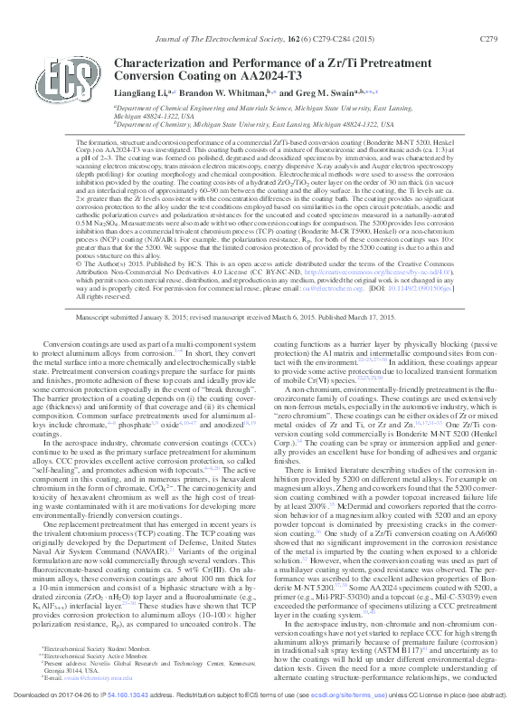 (PDF) Characterization and Performance of a Zr/Ti Pretreatment ...