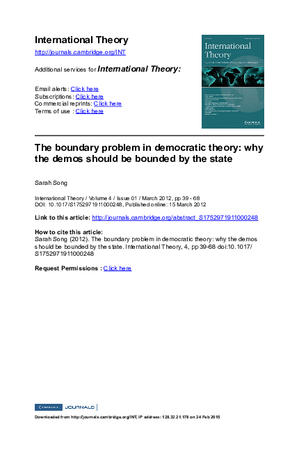 (PDF) The boundary problem in democratic theory: why the demos should ...