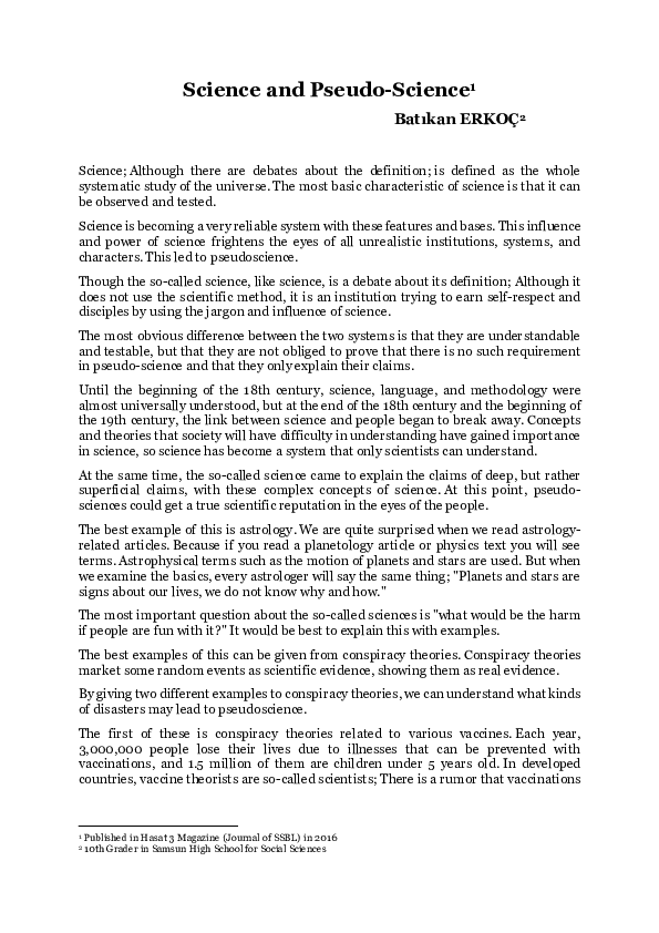 (PDF) Science and Pseudo-Science (English Version)