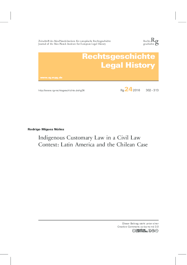 (PDF) Indigenous Customary Law in a civil law context