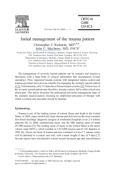 (PDF) Initial Management of the Trauma Patient