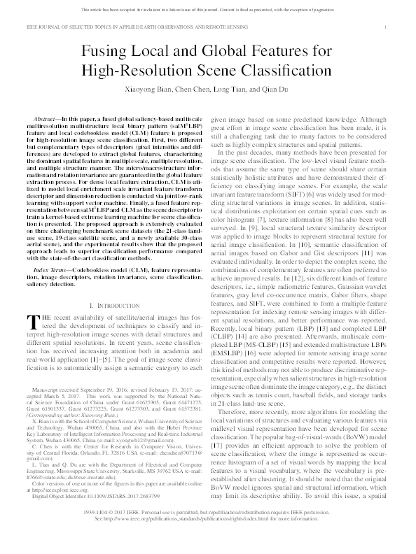 Pdf Fusing Local And Global Features For High Resolution Scene Classification