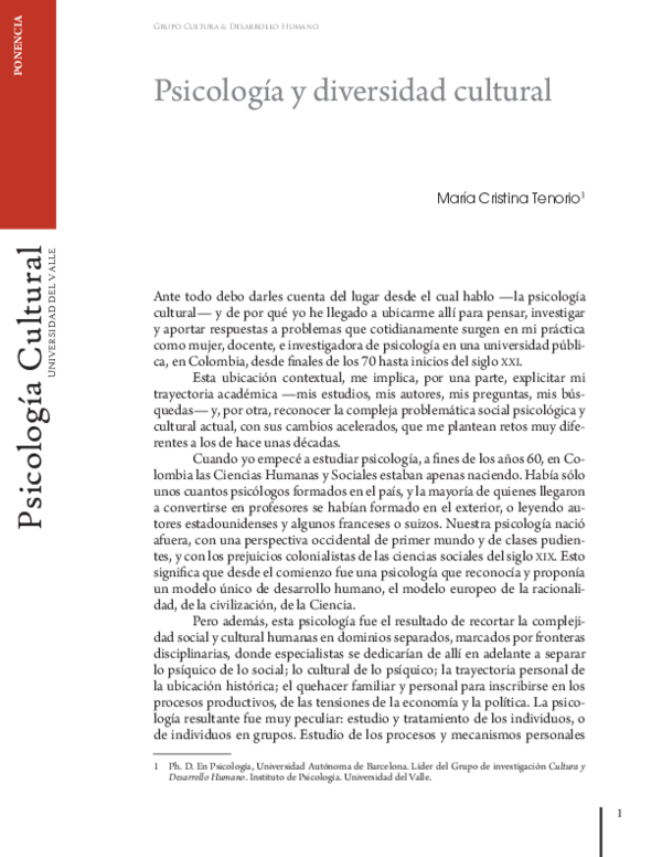 (PDF) Psicología y diversidad cultural