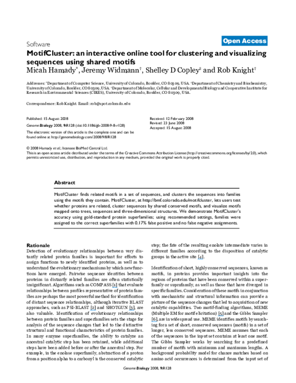(PDF) MotifCluster: an interactive online tool for clustering and ...